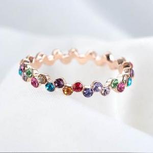 Gold Stacking Ring Crystal Delicate Jewelry - Finger Tip Ring on Luulla