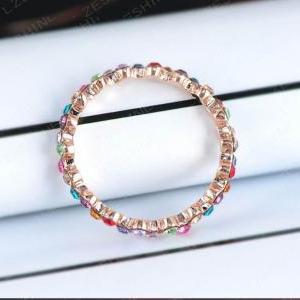 Gold Stacking Ring Crystal Delicate Jewelry - Finger Tip Ring on Luulla