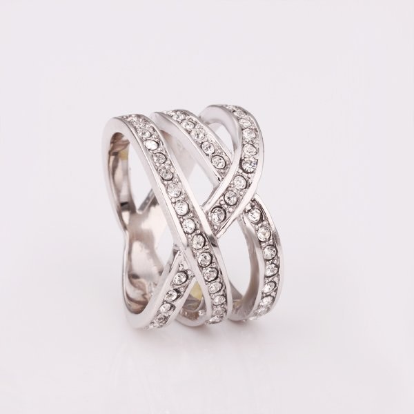 Silver Plated Rhinestone Multi Strand Ring Ships From Us on Luulla