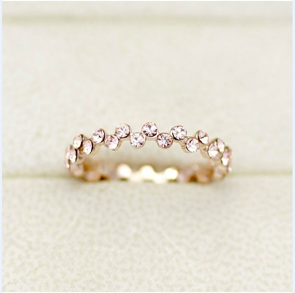 Crystal Stacking Ring Delicate Jewelry Rose Gold Finger Tip Ring on Luulla