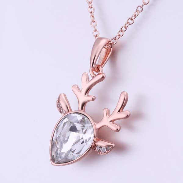 Reindeer Necklace Rose Gold Christmas Jewelry Rudolph Necklace on Luulla