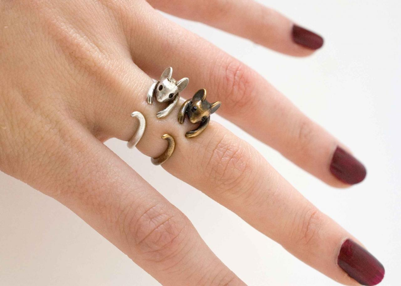 Mouse Ring Women's Teen's Retro Burnished Mouse Ring Jewelry Black ...