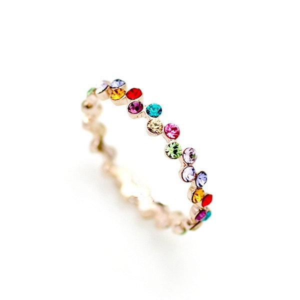 Gold Stacking Ring Crystal Delicate Jewelry - Finger Tip Ring on Luulla