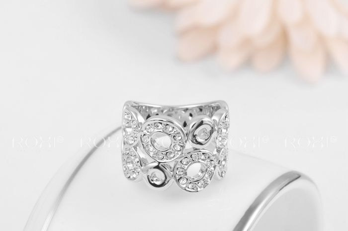 Statement Ring Rhinestone Crystal Studded Silver Band on Luulla