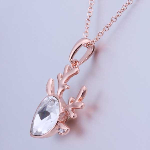 Reindeer Necklace Rose Gold Christmas Jewelry Rudolph Necklace on Luulla